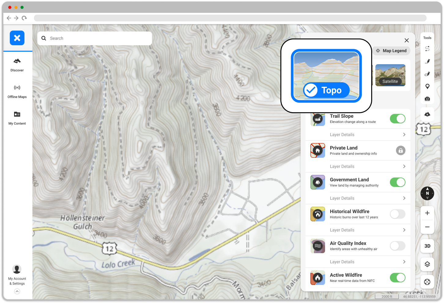 Using Basemaps, Map Layers, and 3D Mode – onX Backcountry