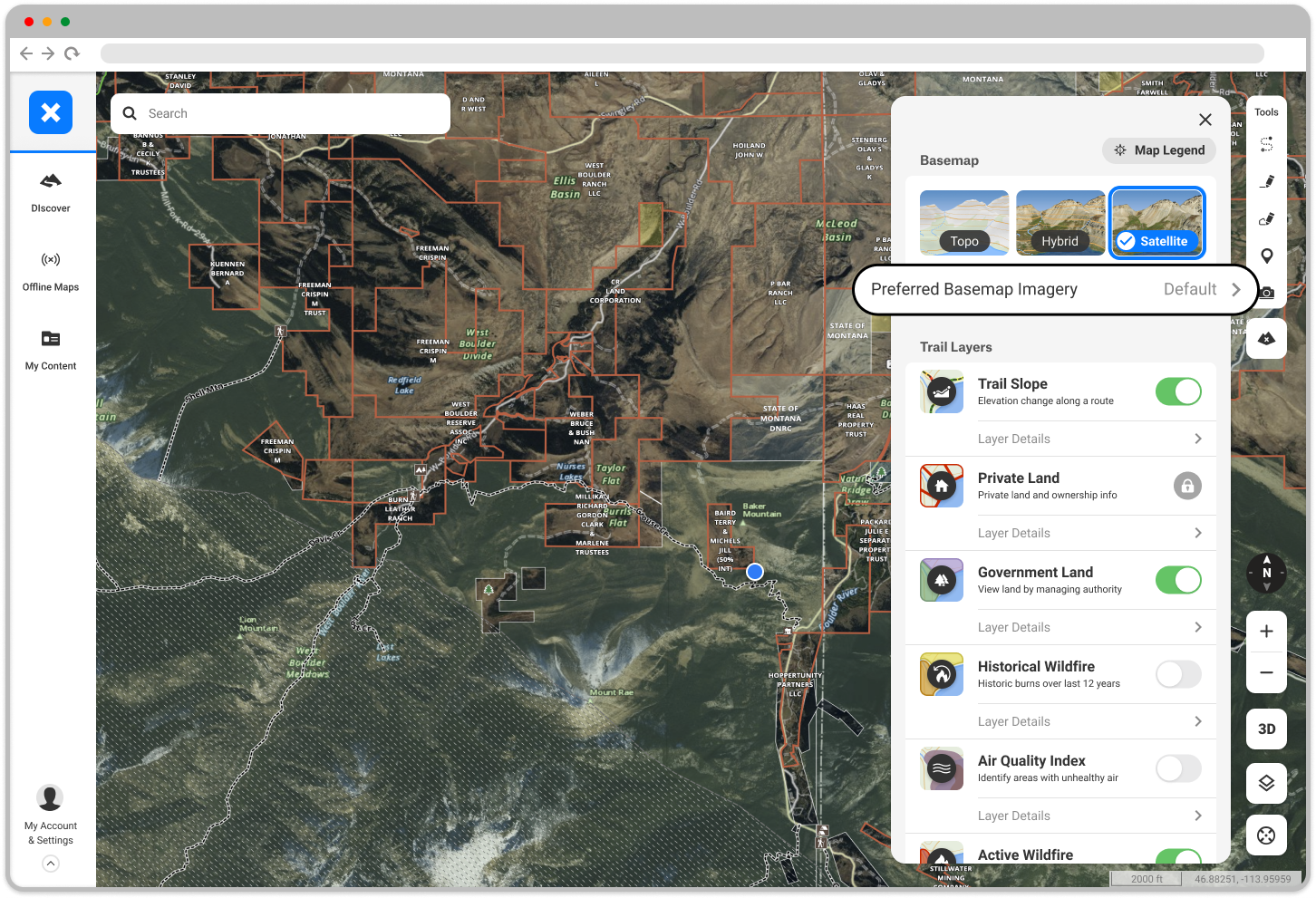 Using Basemaps, Map Layers, and 3D Mode – onX Backcountry