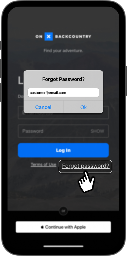 Resetting your password – onX Backcountry